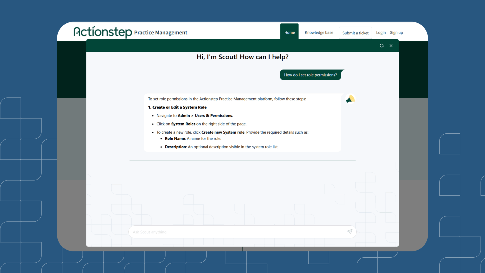 Meet Scout: Your New AI Support Assistant for Actionstep | Actionstep